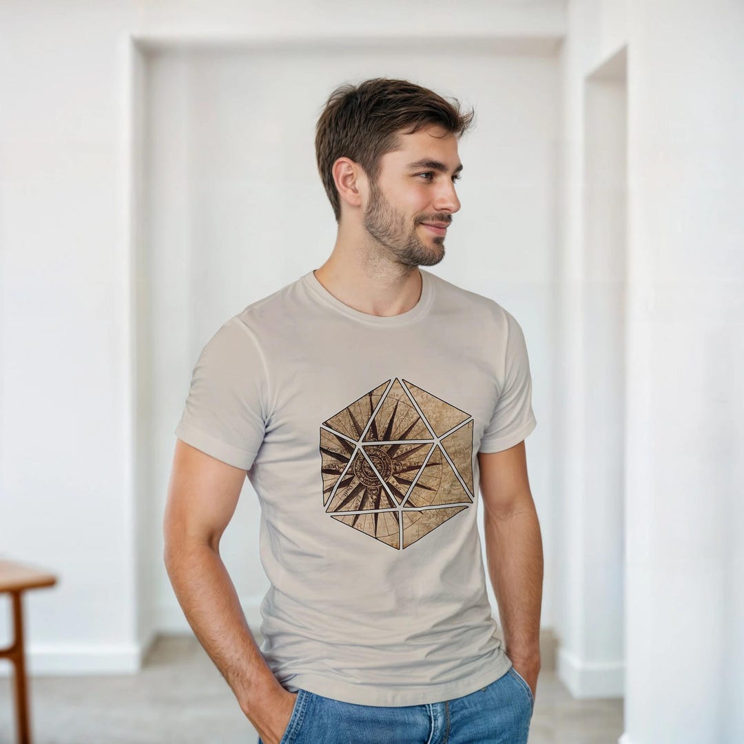 D20 Map Compass T-shirt, Dnd RPG Gamer Tee - Etsy