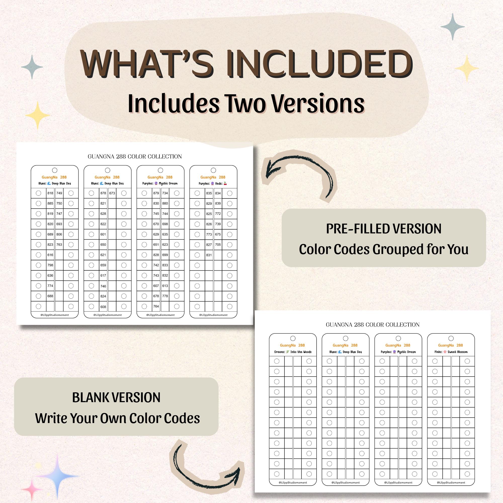 Guangna Marker Swatch Card | 288 Color Chart (A4/US Letter PDF) - Etsy
