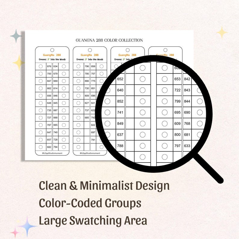 Guangna Marker Swatch Card | 288 Color Chart (A4/US Letter PDF) - Etsy