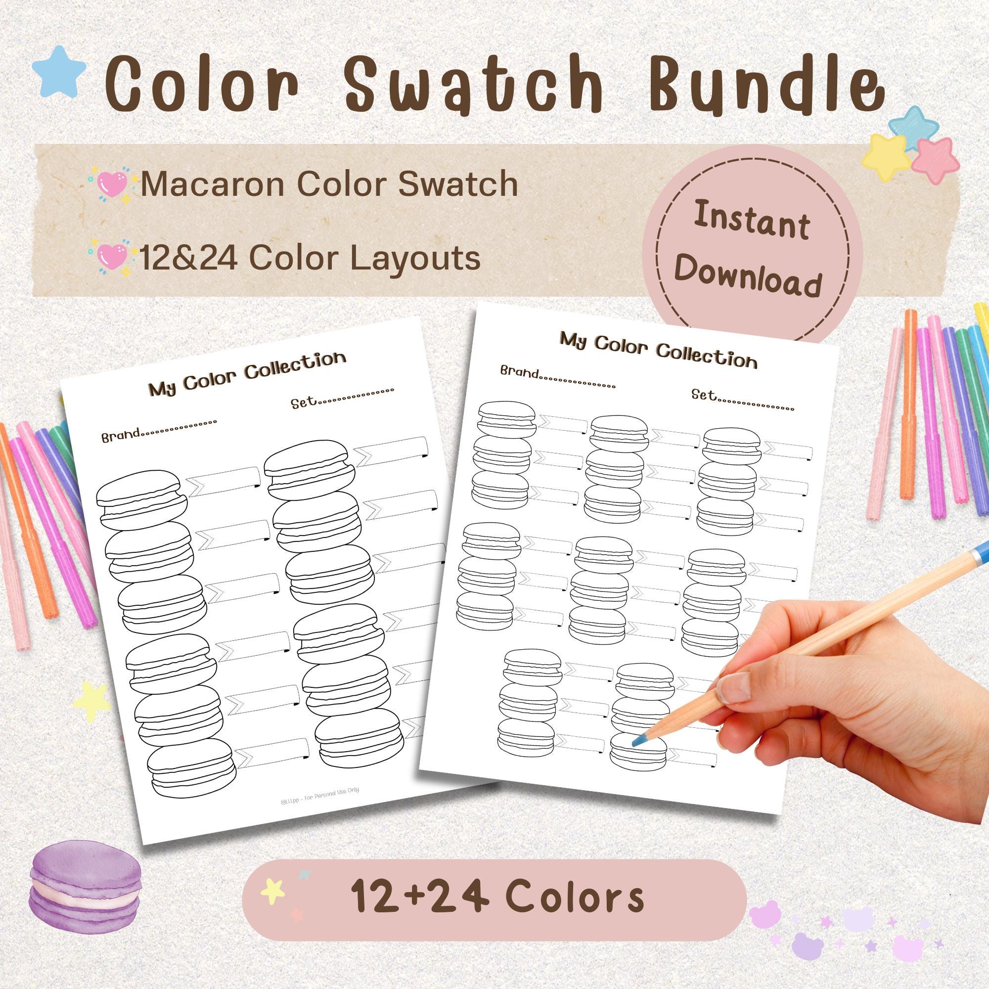 Dessert Theme Color Swatch Printable - Blank Color Chart for 12/24 ...