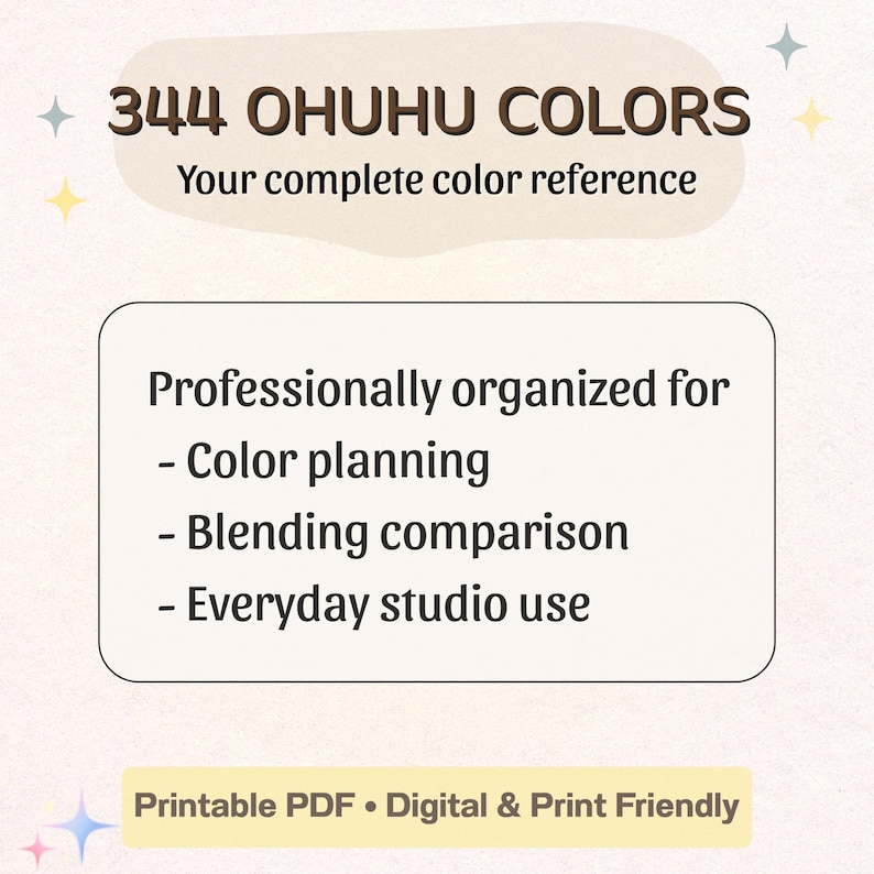 Ohuhu Honolulu 344 Marker Color Chart | Blank & Pre-filled (A4 Digital ...
