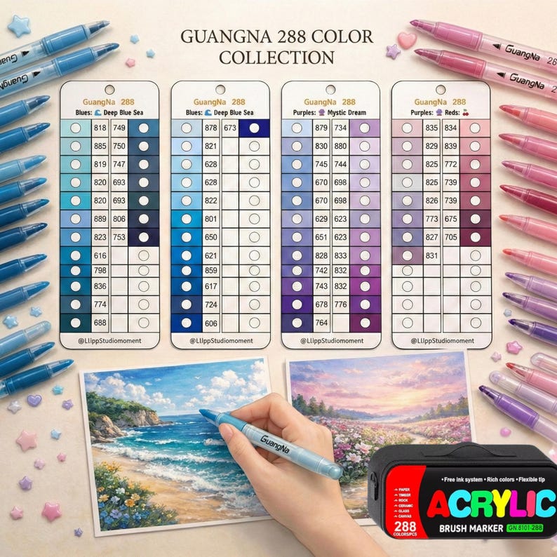 Guangna Marker Swatch Card | 288 Color Chart (A4/US Letter PDF) - Etsy