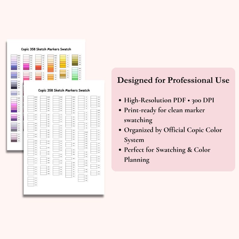 Copic Marker 358 Swatch Chart Printable (digital Download) - Etsy