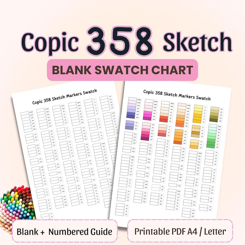 Copic Marker 358 Swatch Chart Printable (digital Download) - Etsy