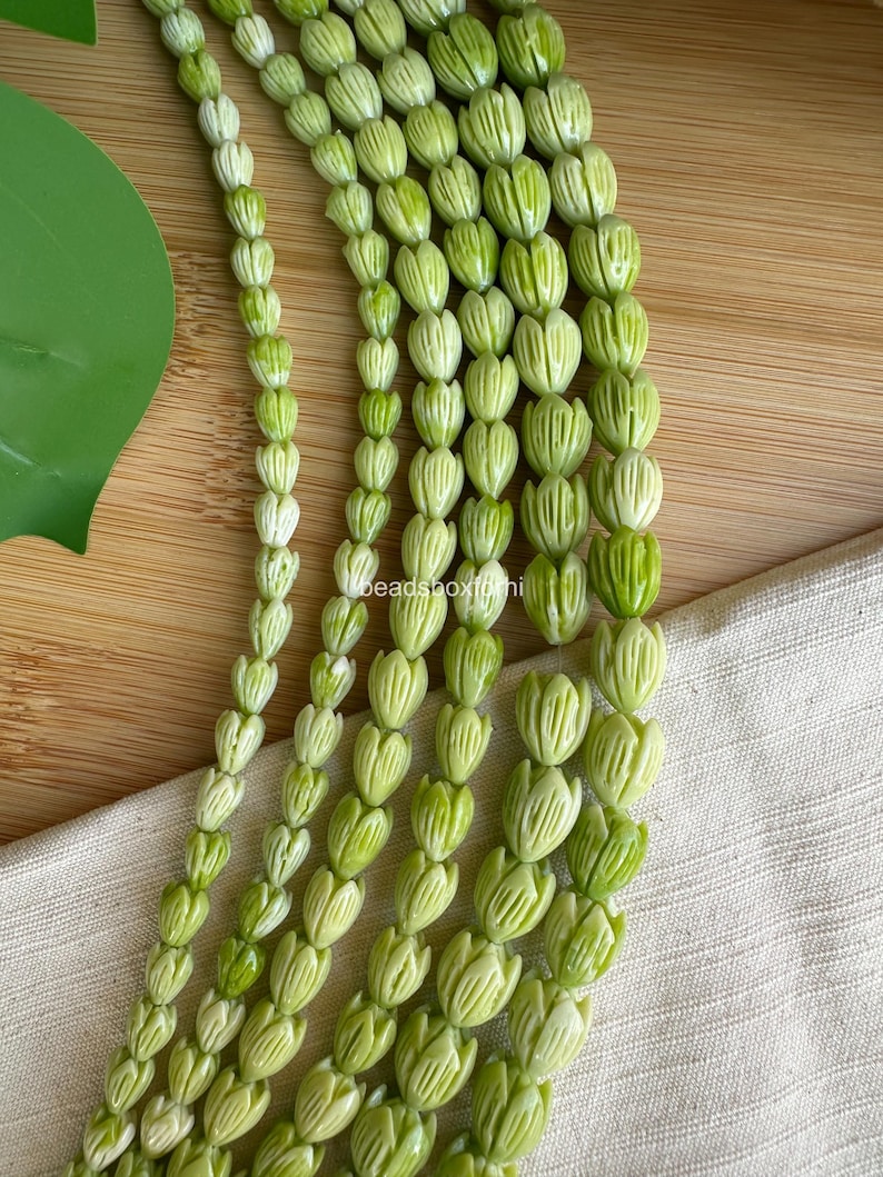 Variegated Green Pikake Beads, Resin & Coral Powder Hawaiian Green ...