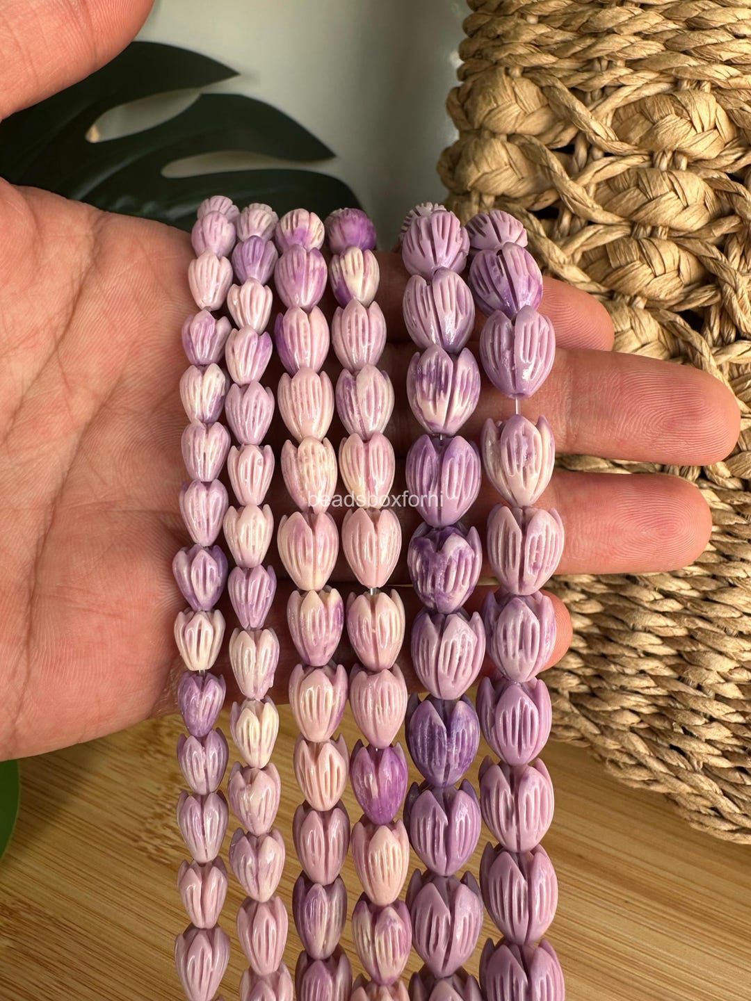 Variegated Purple Pikake Beads, Resin & Coral Powder Hawaiian Purple ...