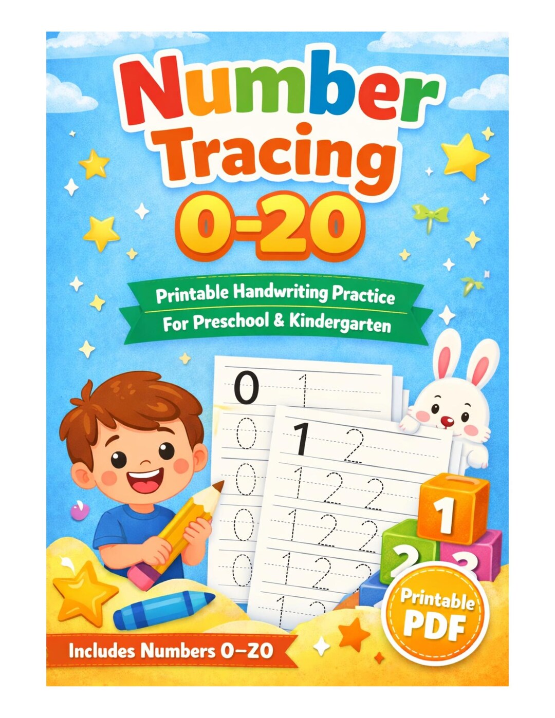 Numbers Tracing 0–20 Printable | Number Handwriting Practice for ...
