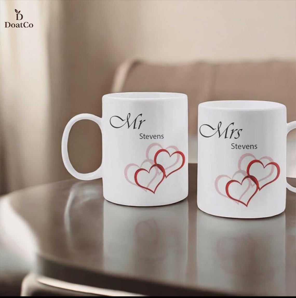 Personalized Name Mug Set, Custom Couple Coffee Mugs, His and Hers Mug ...
