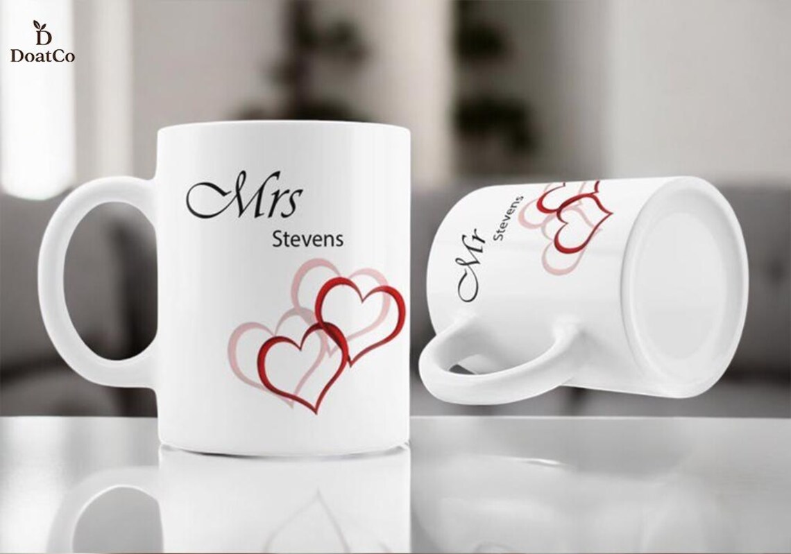 Personalized Name Mug Set, Custom Couple Coffee Mugs, His and Hers Mug ...