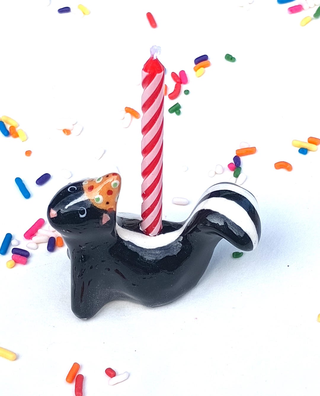 Skunk Candle Holder, Ceramic Cake Topper, Birthday Cake Gift - Etsy