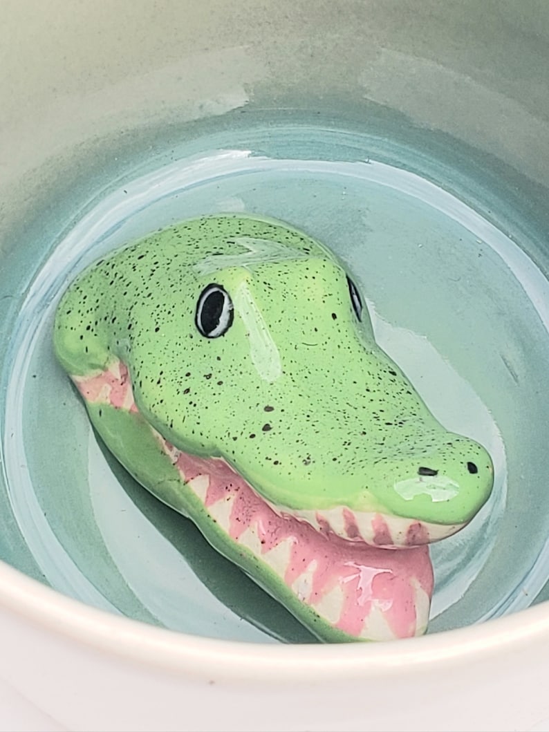 Alligator Surprise Mug Peekaboo Crocodile Teacup - Etsy