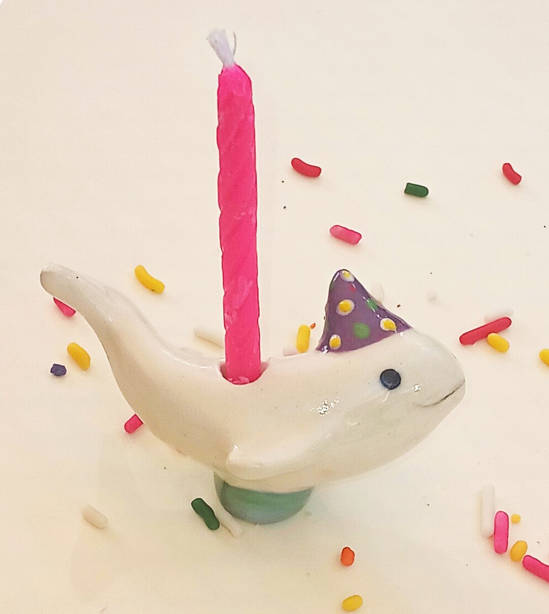 Beluga Candle Holder, Ceramic Cake Topper, Baby Beluga Party Cake ...