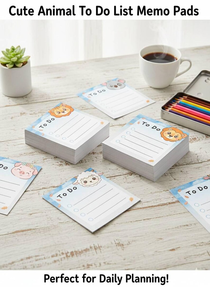12 Kawaii Animal to Do List | Printable Sticky Notes | Planner Note ...