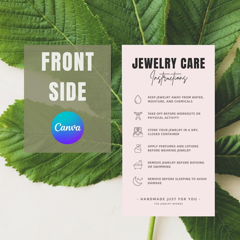 Editable Jewelry Care Card Template, Thank You Card for Small Business ...