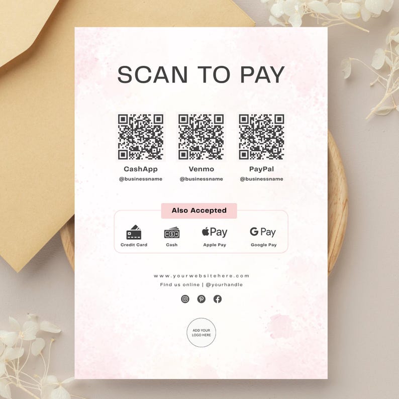 Scan To Pay Schildvorlage, QR-Code Zahlungsschild, bearbeitbares Canva ...