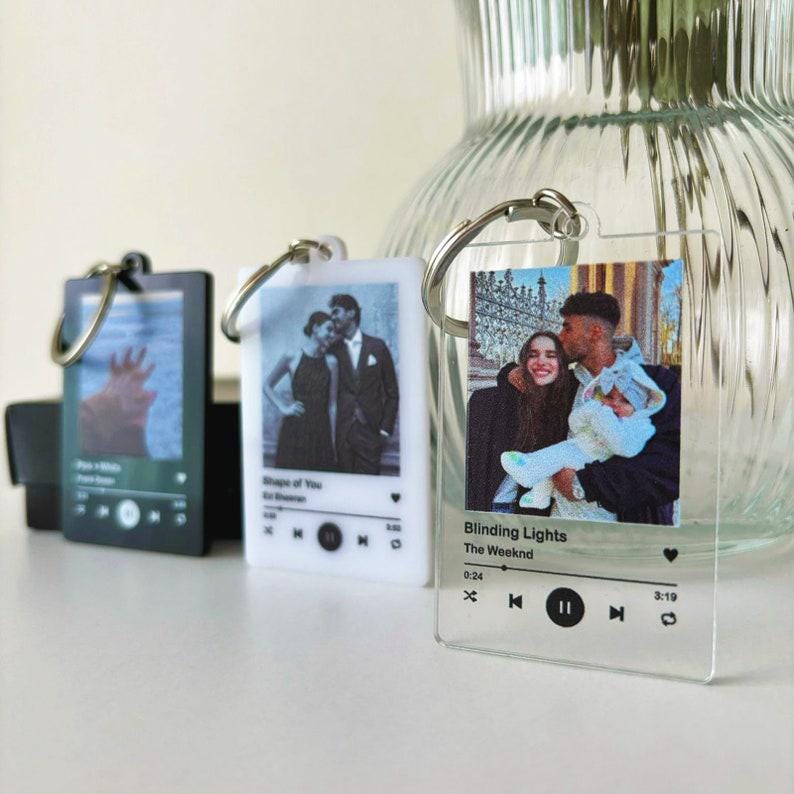 Personalized Song Keychain, Custom Photo Keychain, Music Keychain ...