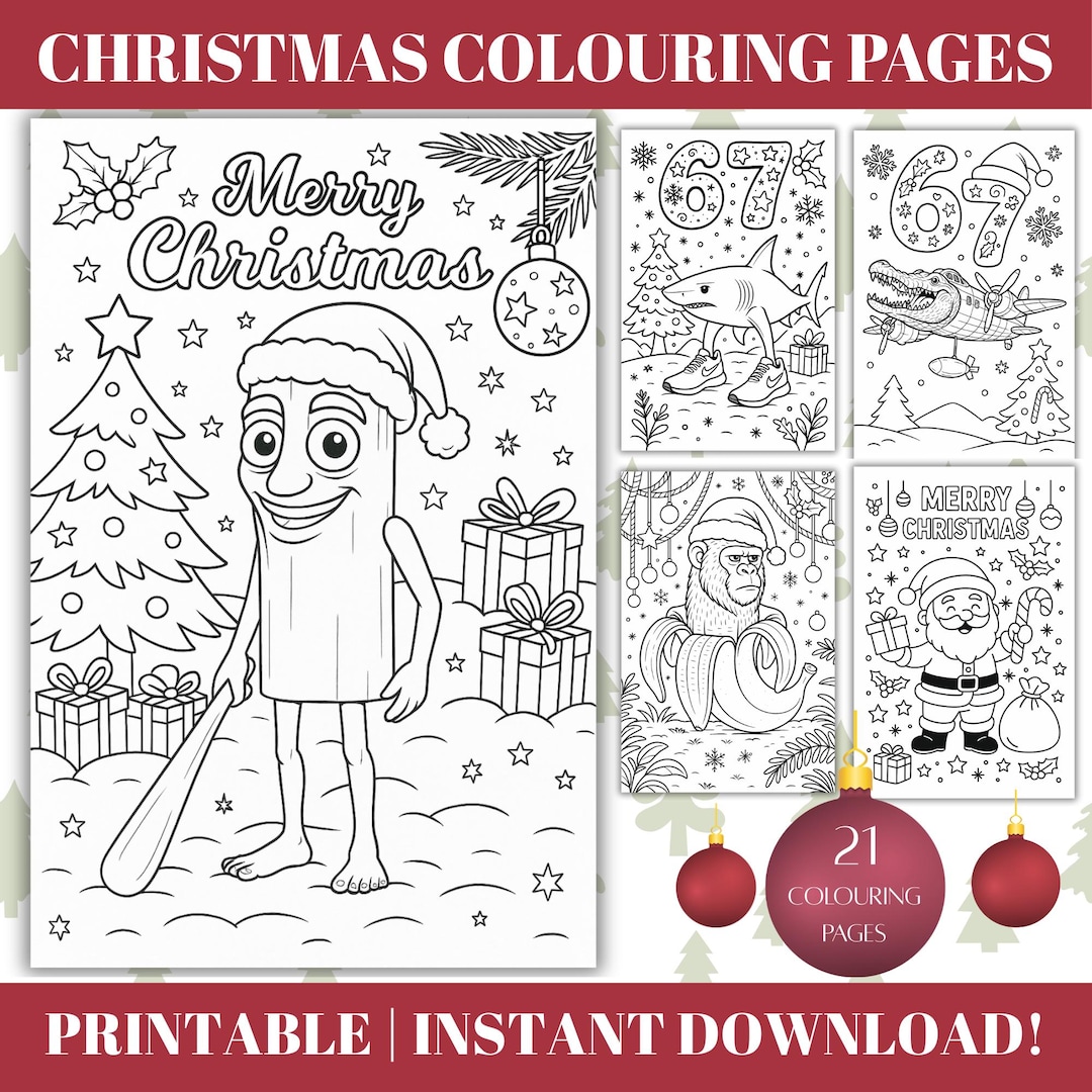 Christmas Brainrot Colouring Pages | Funny Meme Characters (digital ...