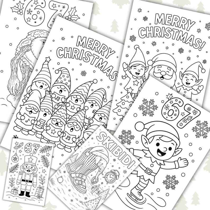 Christmas Brainrot Colouring Pages | Funny Meme Characters (digital ...