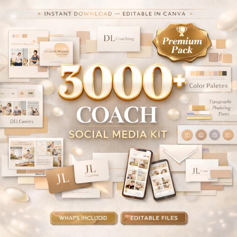 3000 Coach Social Media Templates Bundle Business Life Online Fitness ...