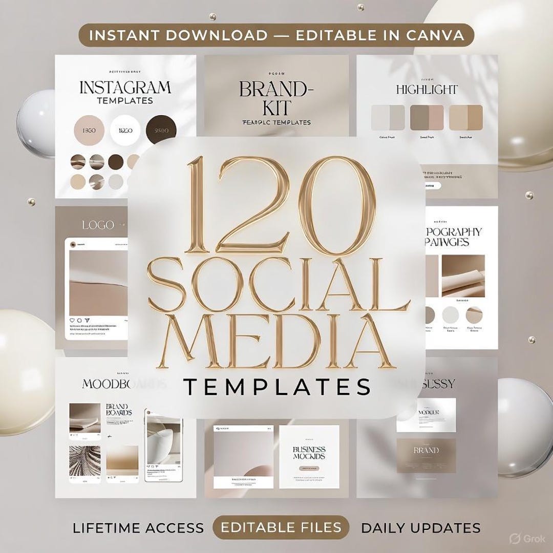 120 Social Media Templates Bundle, Clothes Fashion Premium Canva ...
