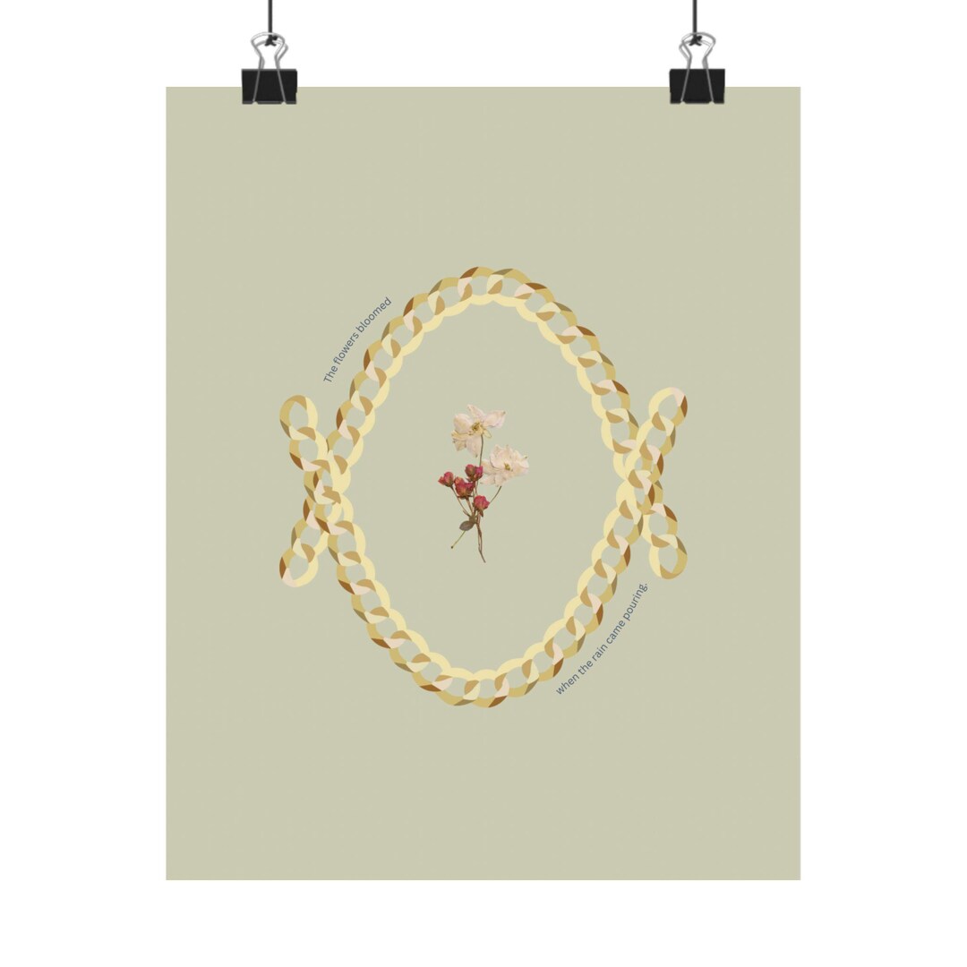 Gold Chain Wreath With Dried Flowers Matte Vertical Poster | Botanical ...