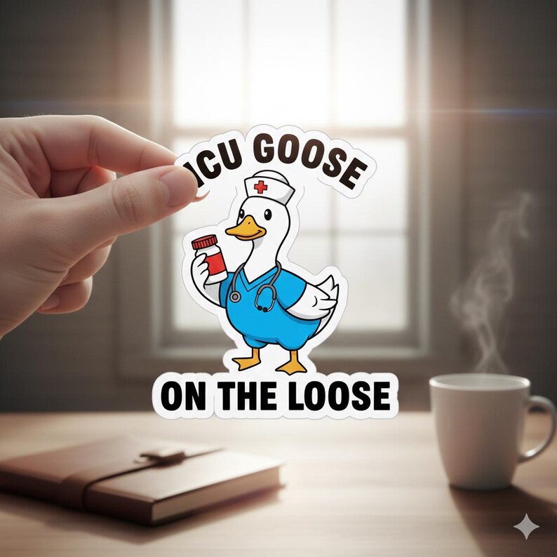 Funny Icu Nurse Silly Goose Sticker, Night Shift Nurse Meme Sticker ...
