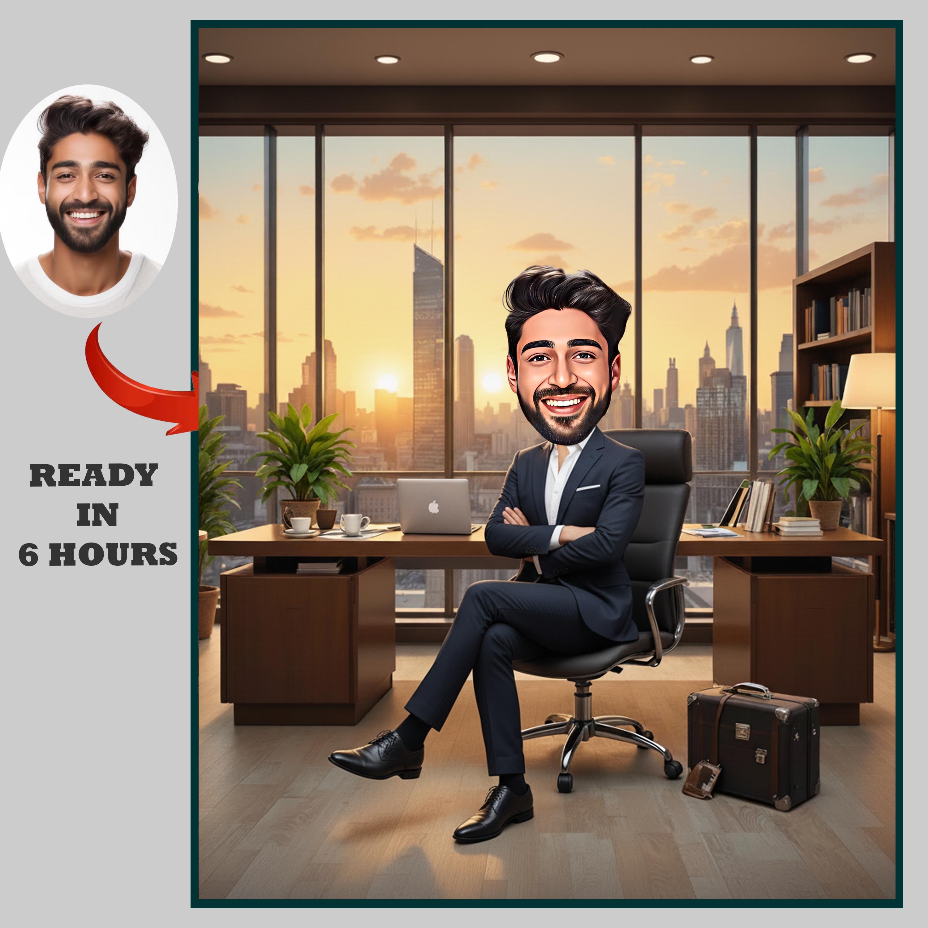Personalized Male Boss Cartoon Portrait | Custom Businessman Caricature ...