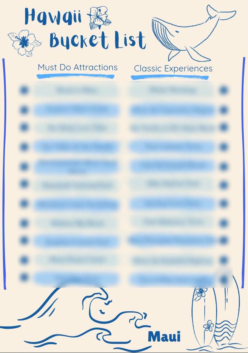 Maui Bucket List Printable – Maui Travel Guide | Hawaiʻi Planner PDF - Etsy
