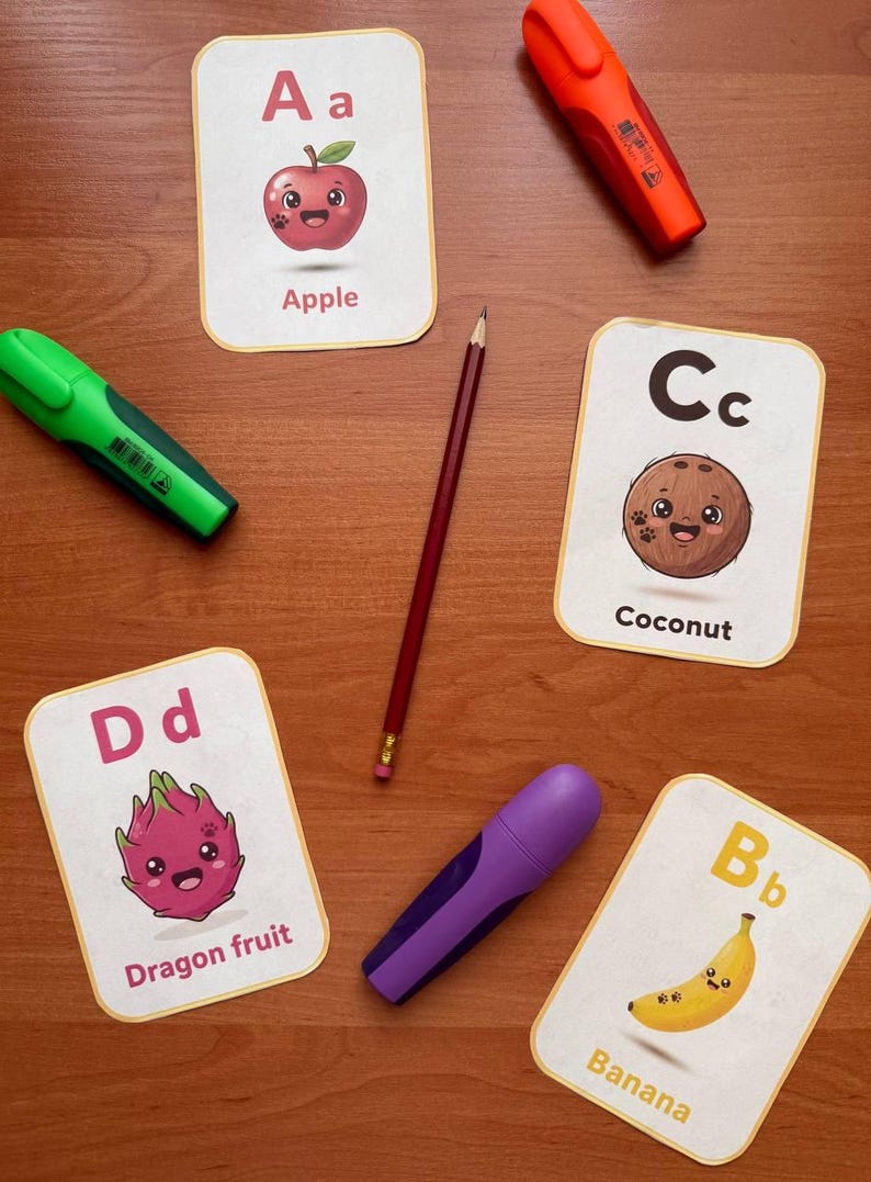 ABC Fruit Flashcards Printable | Alphabet Learning Cards for Kids ...