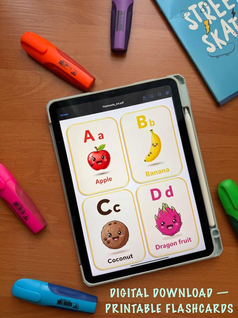 ABC Fruit Flashcards Printable | Alphabet Learning Cards for Kids ...