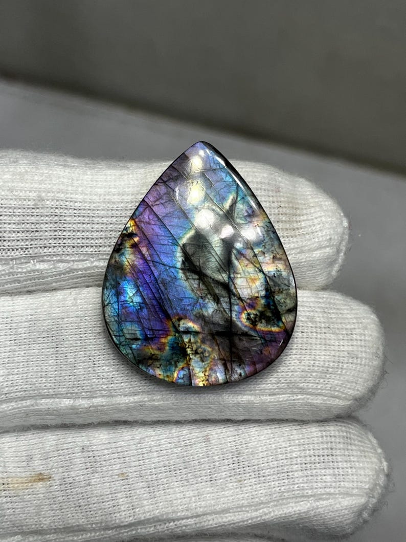 Natural Purple Fire Labradorite Pear Cabochon, Wire Wrapping Gemstone ...