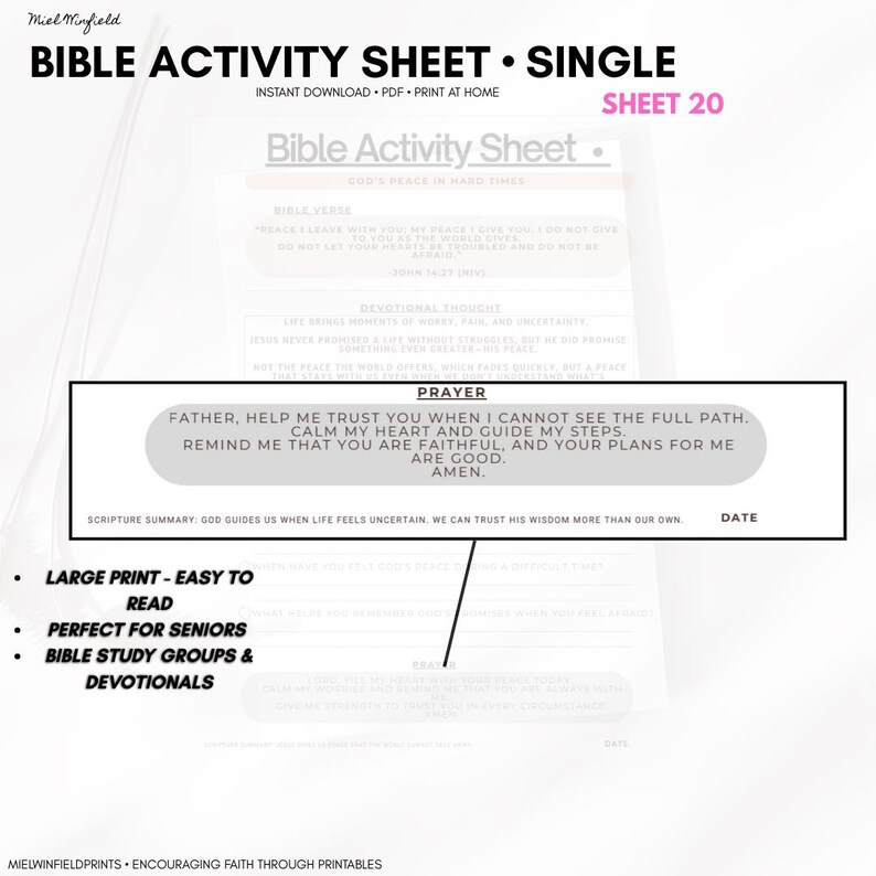 Bible Activity Sheet 20 for Seniors • Christian Printable Worksheet ...