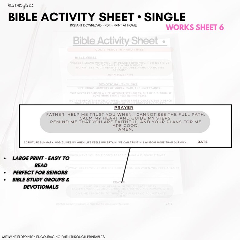Bible Activity Sheet 06 for Seniors • Christian Printable Worksheet ...