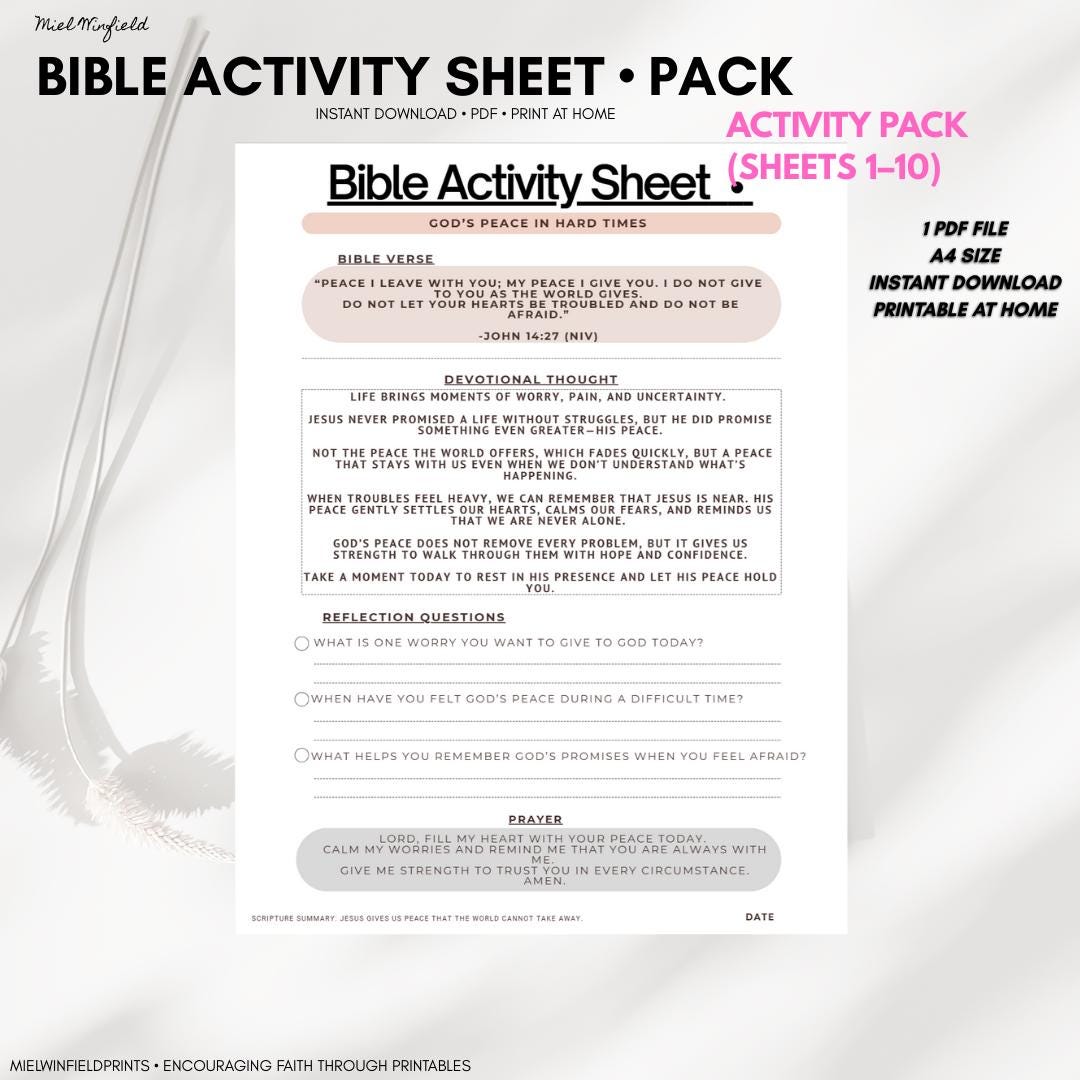 Bible Activity Pack for Seniors (sheets 1–10) • Christian Printable ...