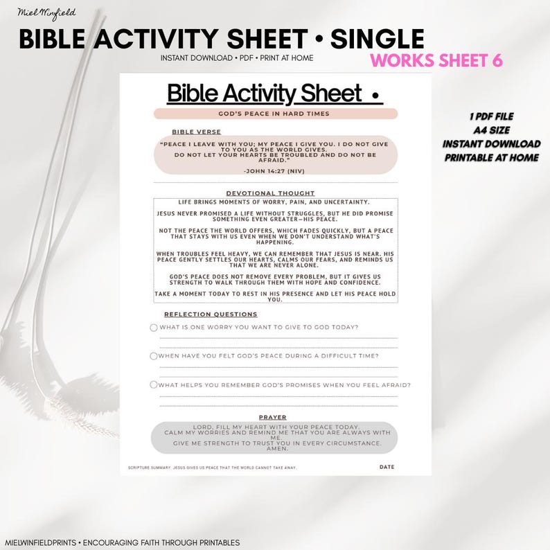 Bible Activity Sheet 06 for Seniors • Christian Printable Worksheet ...
