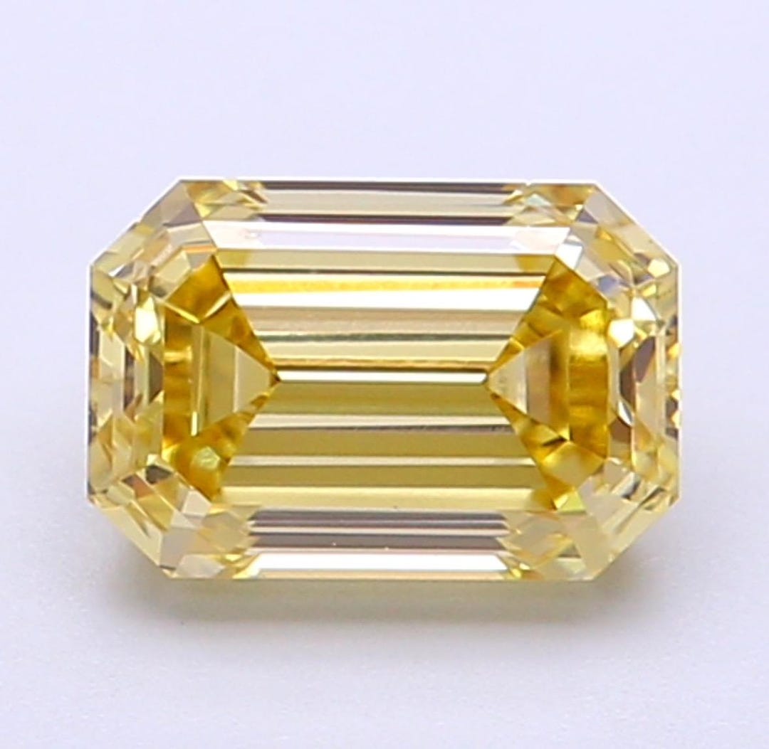 Yellow Certified Emerald Cut CVD Lab Grown IGI Certified Diamond (0.50 ...