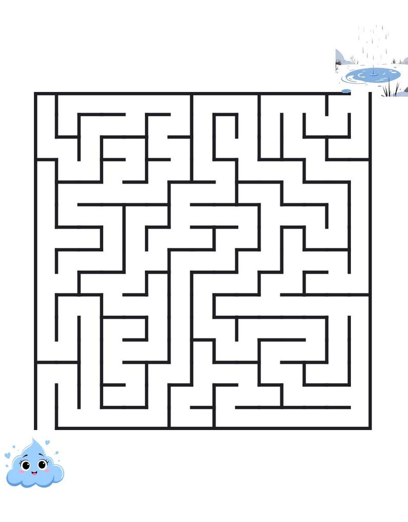 Water Cycle Journey Maze, Educational, Science, Digital Prints ...