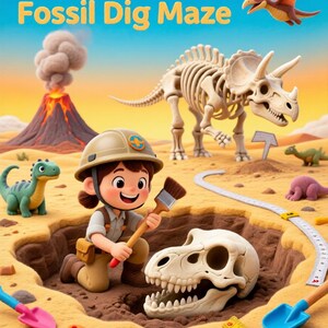 Dinosaur Fossil Dig Maze Book for Boys Girls, English, Maze Puzzles ...