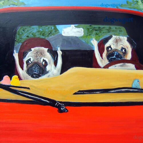 Pug Riding Triceratops Dinosaur Vintage Collage Print Tea | Etsy