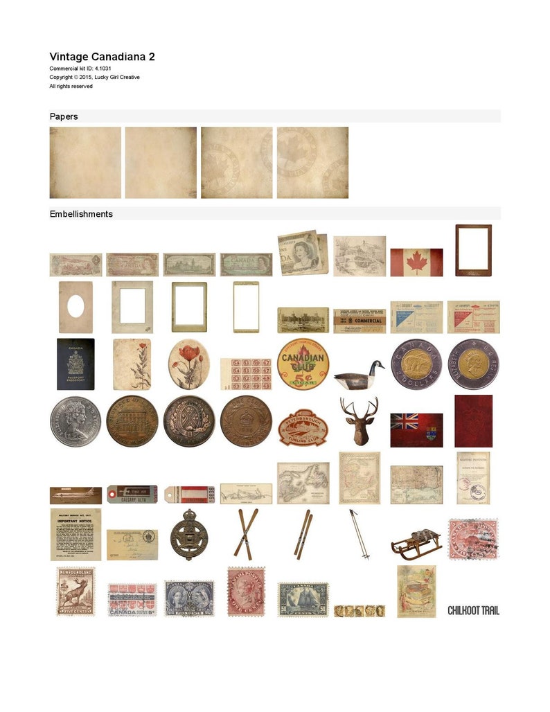 Vintage Canadiana 2 Digital Scrapbooking Kit - Etsy