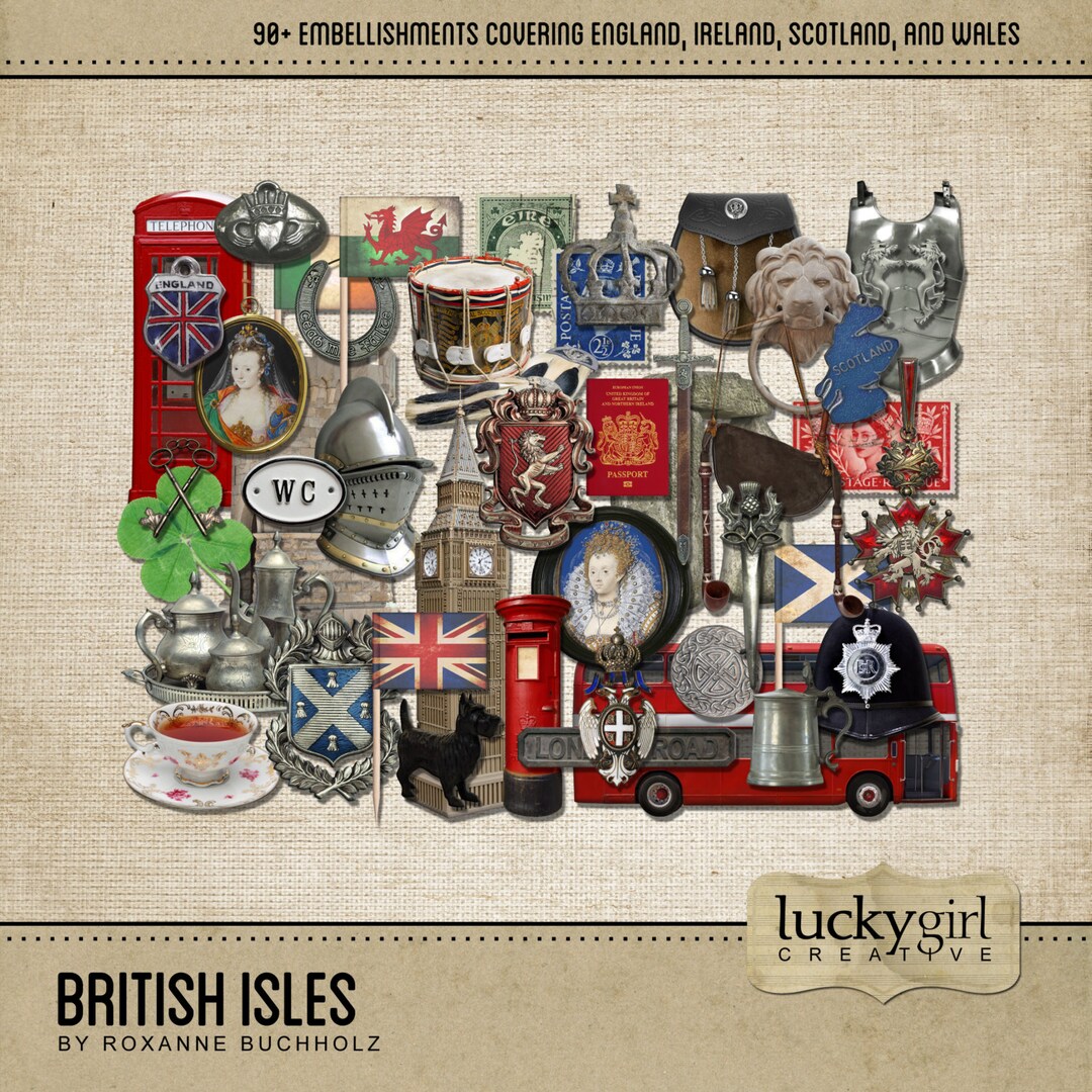 British Isles Digital Scrapbook Kit - Etsy