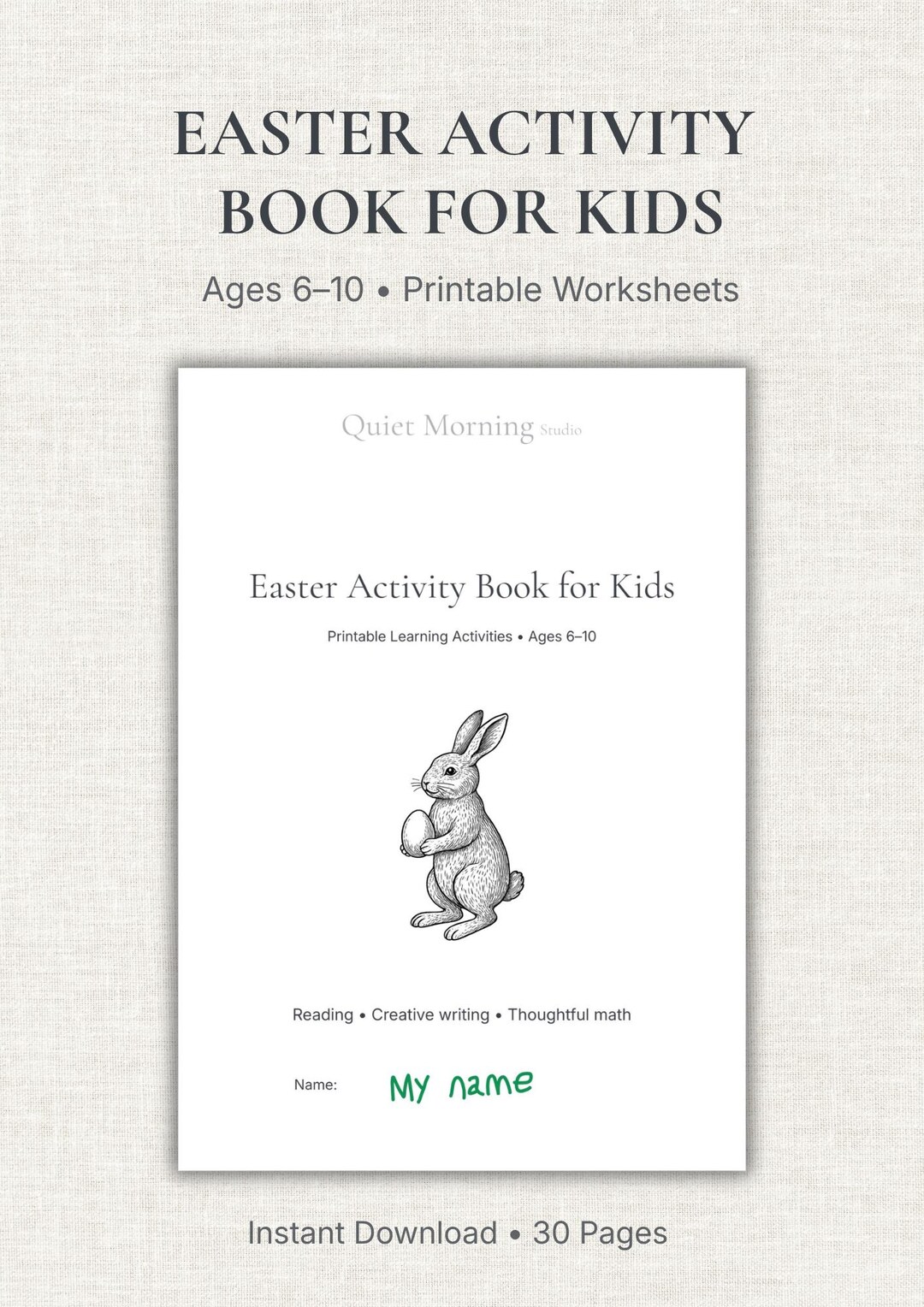 Easter Activity Book for Kids Printable | Easter Worksheets Ages 6-10 ...