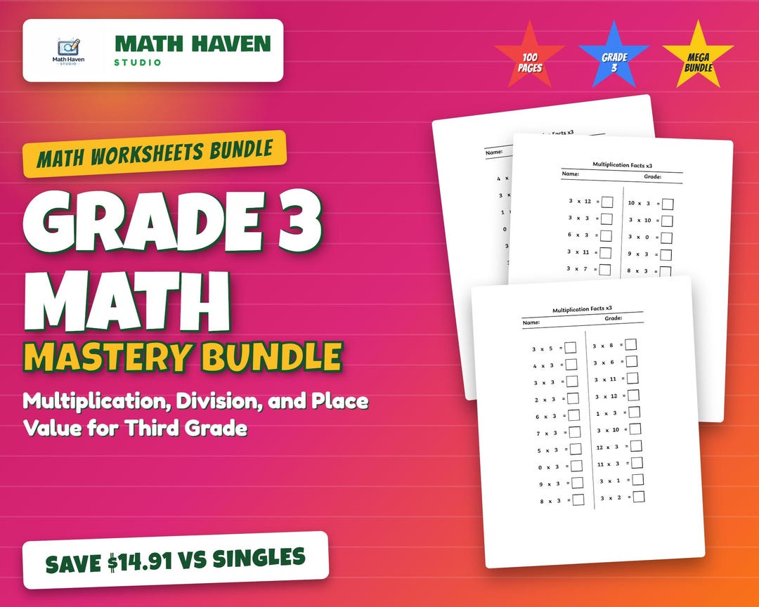 Grade 3 Math Worksheets | Multiplication, Division, Place Value ...
