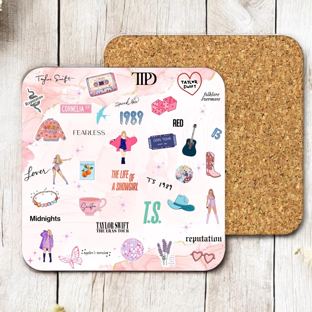 Swiftie Icons and Albums Cork Backed Square Coaster | Pop Icon Gifts ...