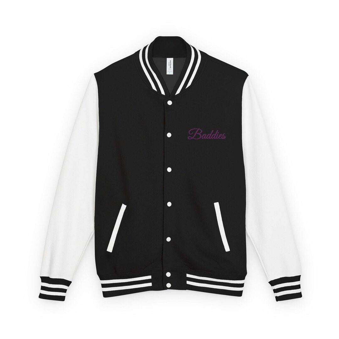 Bandit Script Logo Letterman Jacket | Varsity Black White - Etsy