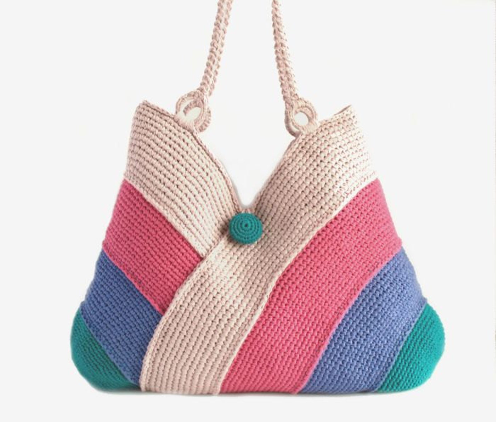 Modern Beach Handbag, Summer Bag, Picnic Tote Bag, Hand Knitted Bag ...