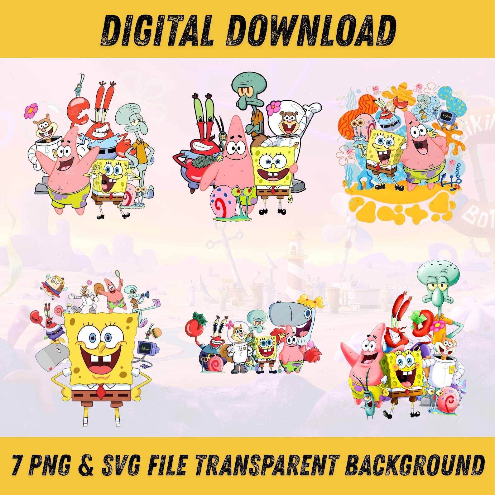 Sponge Bob PNG & SVG Funny Cartoon Character Png, Sponge Clipart Square ...