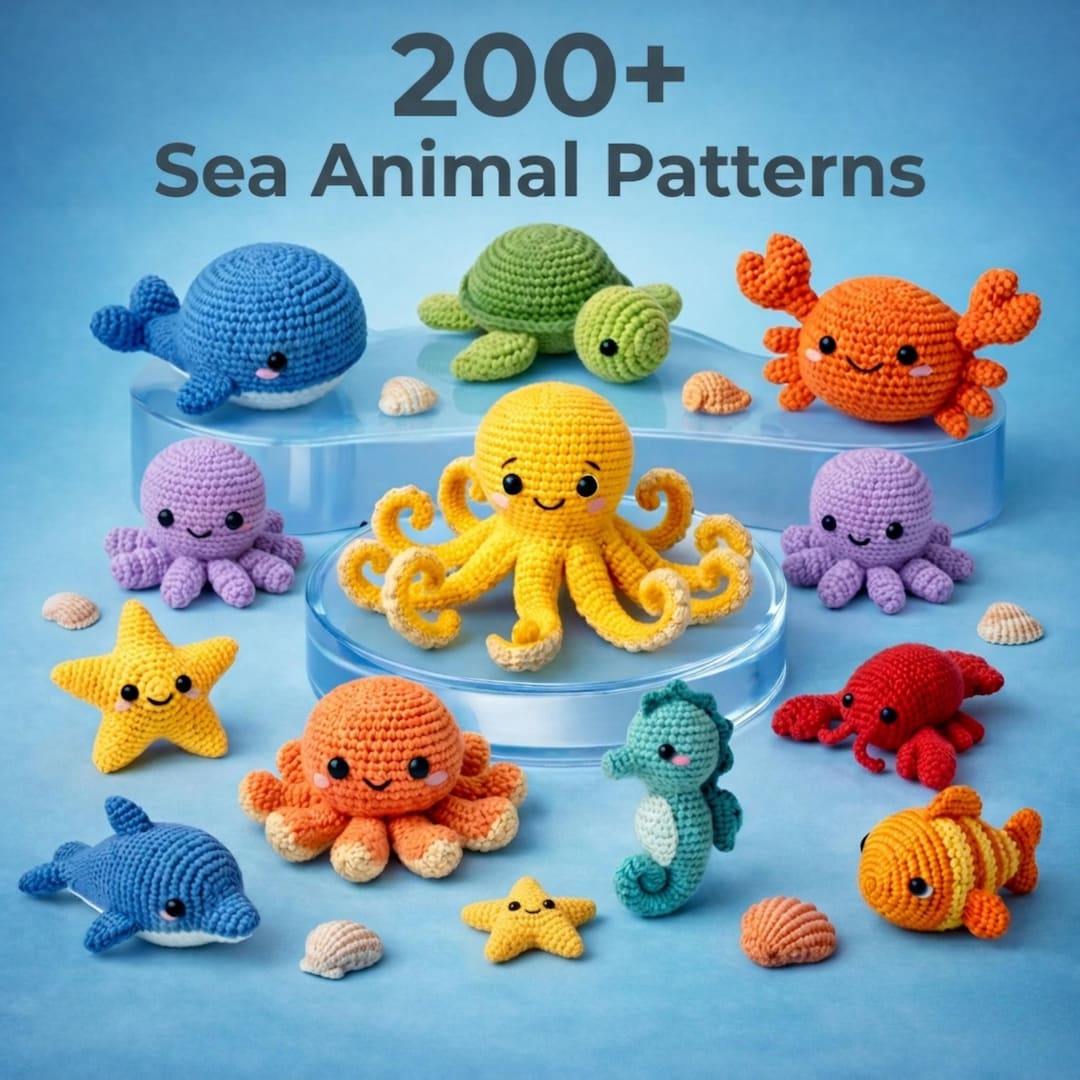 200+ Crochet Sea Animal Pattern Bundle PDF | Ocean Amigurumi Octopus ...