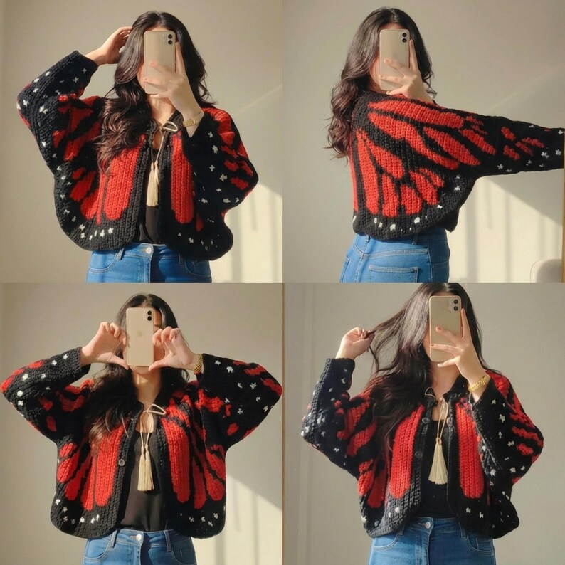 Monarch Butterfly Wing Cardigan Crochet Pattern: Oversized Sweater PDF ...