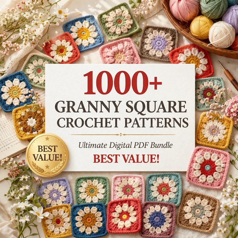 1000+ Granny Square Pattern Bundle PDF | Crochet Motif Blanket Afghan ...